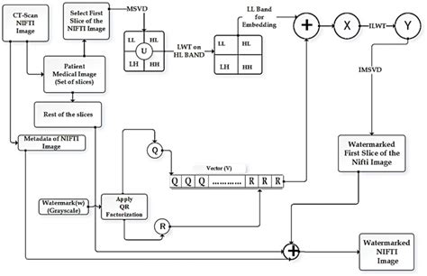 block diagram of hybrid scheme for digital watermarking process