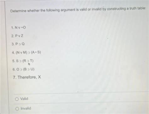 determine whether the following argument is valid or