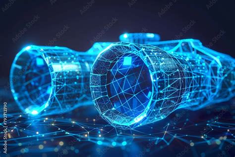 Digital Blue Binocular With Data Streams Ai In Visual Recognition Systems Augmented Reality