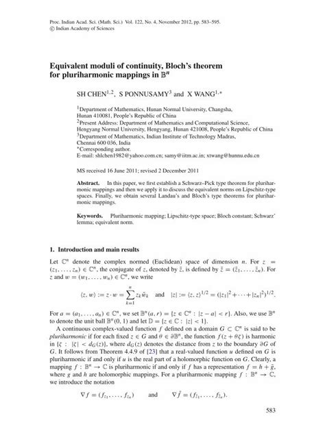 pdf equivalent moduli of continuity blochâs theorem for