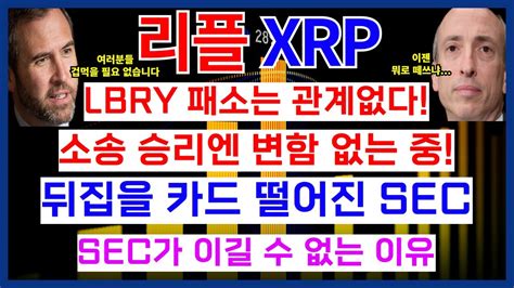 리플xrp Lbry 패소는 관계없다 소송 승리엔 변함 없는 중 뒤집을 카드 떨어진 Sec Sec가 이길 수 없는 이유