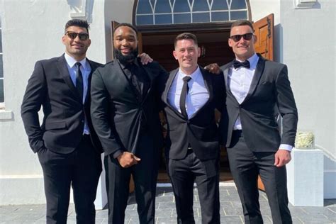 Pics Springboks Suit Up For Faf De Klerk And His Mines Wedding