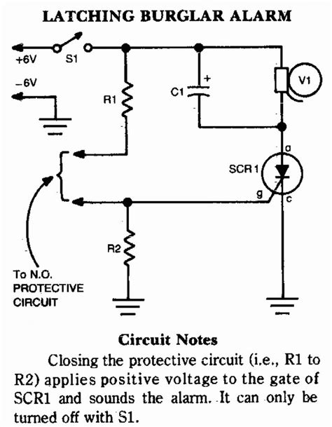 Latching Burglar Alarm Circuit Diagram