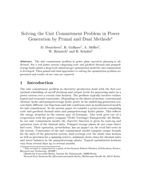 Solving The Unit Commitment Problem In Power Generation By