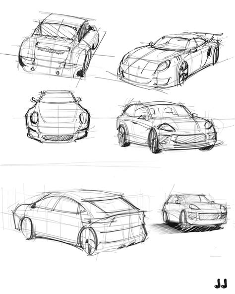 Cars Sketches In Various Positions