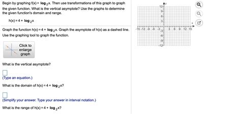 Solved AY 12- Begin by graphing f(x) = log 2x. Then use | Chegg.com