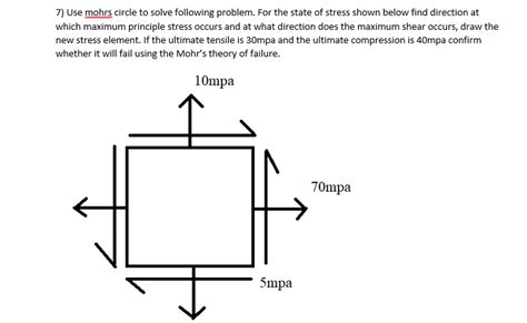 Solved 7 Use Mohrs Circle To Solve Following Problem For