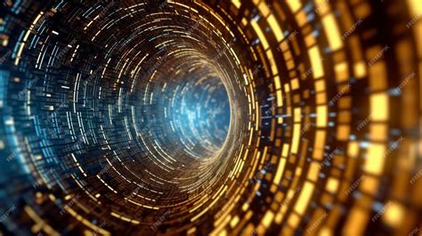 Premium Ai Image Binary Code Moving Through A Vortex In The Backdrop With Depth Of Field Is A