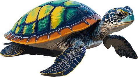 Premium Vector Art Illustration A Colorful Cute Sea Turtle No