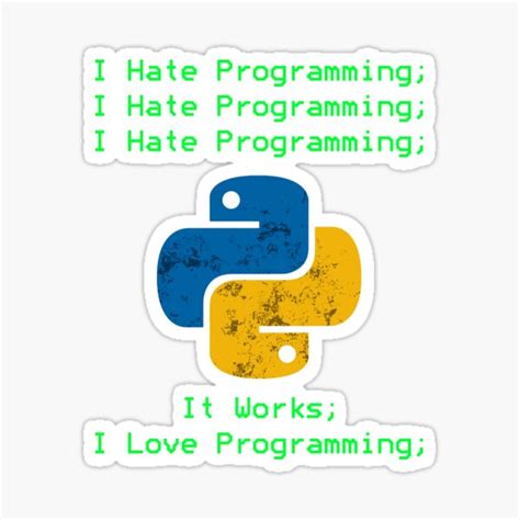 Python I Hate Programming Terminal Design I Love Programming Funny Developer Sticker Mask