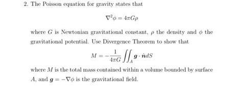 Solved 2 The Poisson Equation For Gravity States That 120