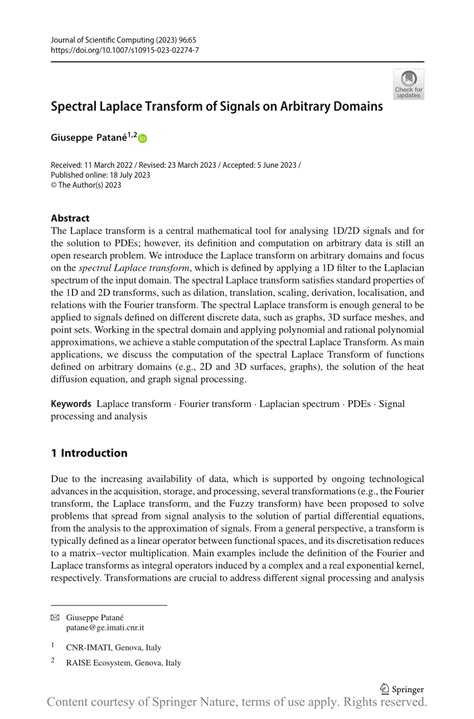 Pdf Spectral Laplace Transform Of Signals On Arbitrary Domains