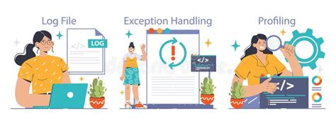 Software Testing Set Code Testing And Debugging Stock Vector