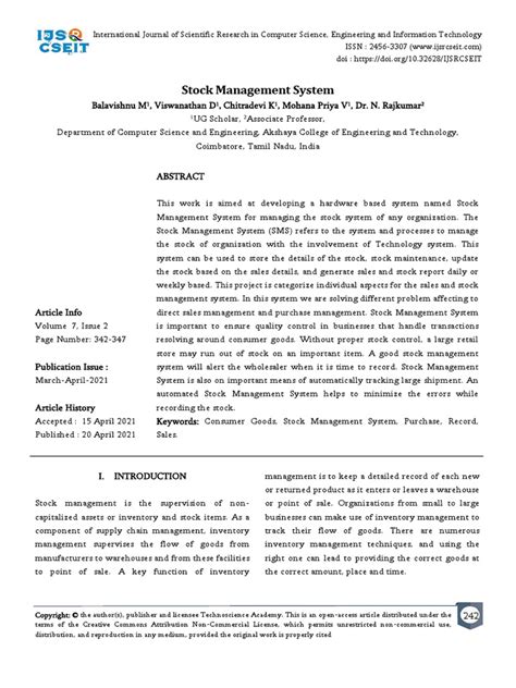 stock management system pdf