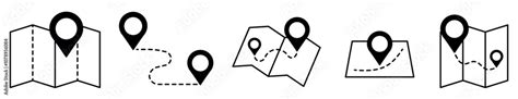 Map And Location Symbols Set Geolocation Map Distance Path Location Icon Location Pin Place