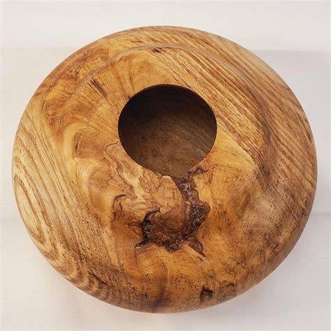 Figured Ash Hollow Form Wood Turned Vessel With Bark Inclusions In
