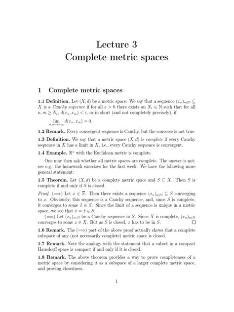 1 complete metric spaces pdf metric space geometry