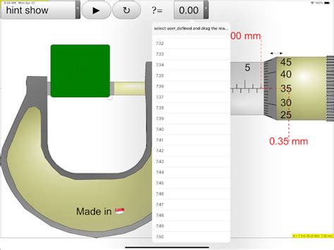 Micrometer App Version Full Screen Javascript Html5 Applet Simulation