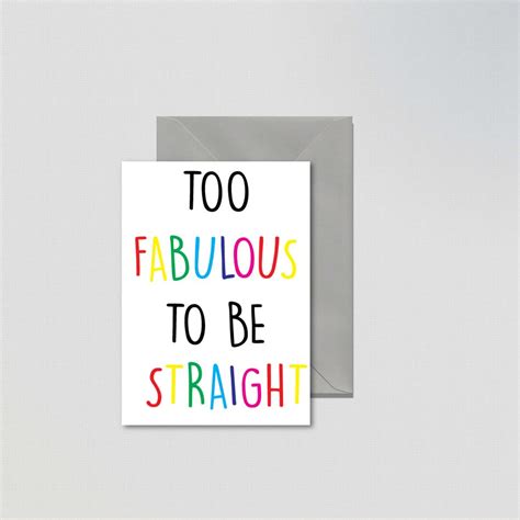 Too Fabulous Lgbtqia Gay Greeting Card Lgbtqia Card Same Sex Card