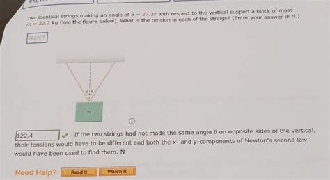 solved two identical strings making an angle of θ 27 3°