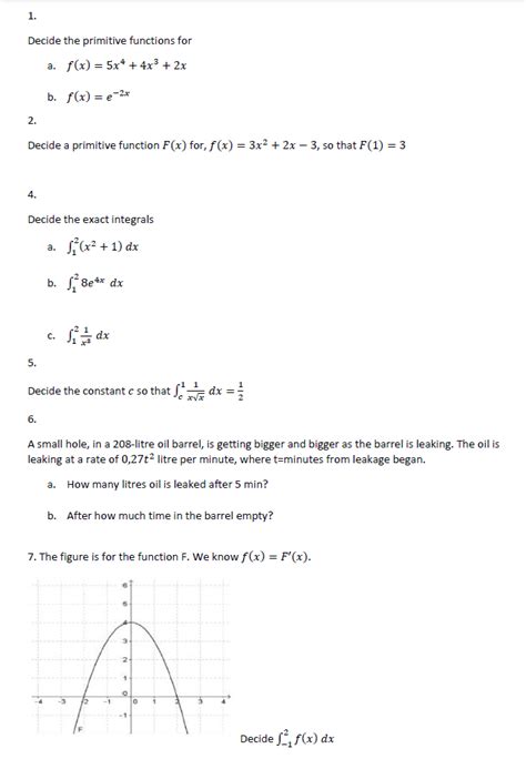 solved 1 decide the primitive functions for a f x 5x4
