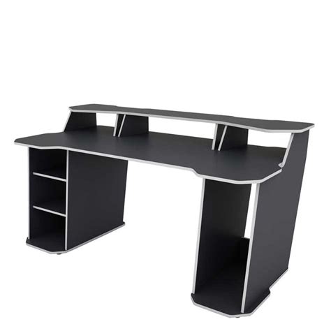 Gaming Computertisch In Anthrazit Mit Weiß Mit Vielen Fächern And Aufsatz Couras