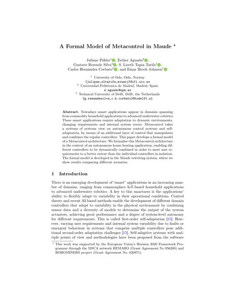 Pdf A Formal Model Of Metacontrol In Maude