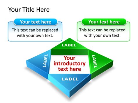 Powerpoint Slide Triangle Diagram 3d 4 Triangles Blue Tg534