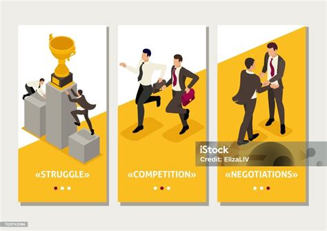 아이소메트릭 템플릿 앱 컨셉 사업가 챔피언십 리더십 스마트 폰 앱 경쟁 Brand Name Online Messaging Platform에 대한 스톡 벡터 아트 및 기타