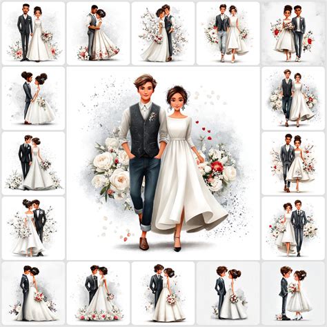 Warm Classic Wedding Couples Clipart Soft Blush And Beige Timeless
