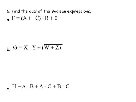 Solved 6 Find The Dual Of The Boolean Expressio Solutioninn