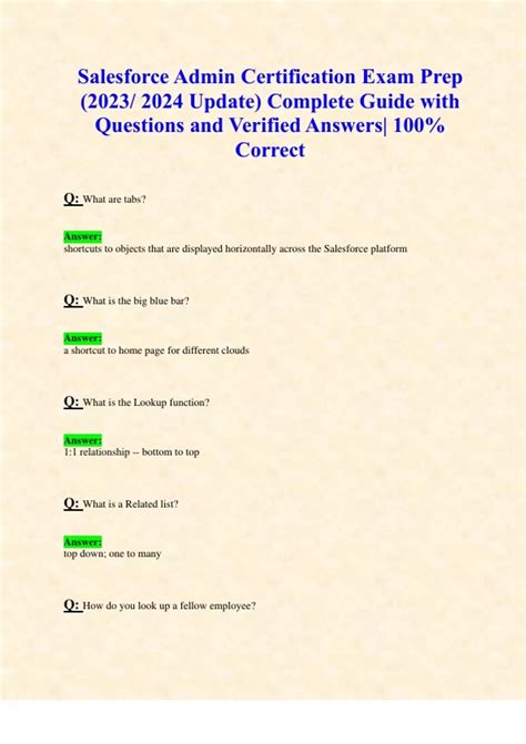 Salesforce Admin Certification Exam Prep 2023 2024 Update Complete