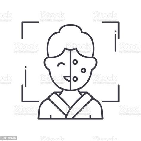 얼굴 인식 아이콘 선형 격리 된 그림 얇은 선 벡터 웹 디자인 기호 흰색 배경에 편집 가능한 스트로크와 개요 개념 기호 감지기에 대한 스톡 벡터 아트 및 기타 이미지