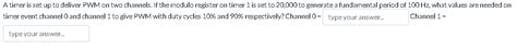 Solved A Timer Is Set Up To Deliver PWM On Two Channels If Chegg