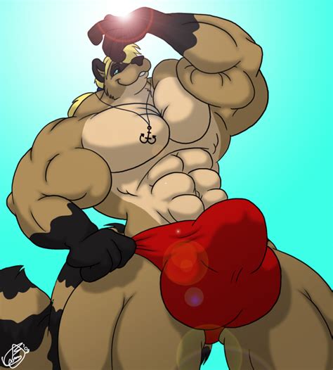 Rule 34 2009 Anchor Anthro Big Biceps Big Bulge Big Pecs Black Markings Black Stripes Blonde