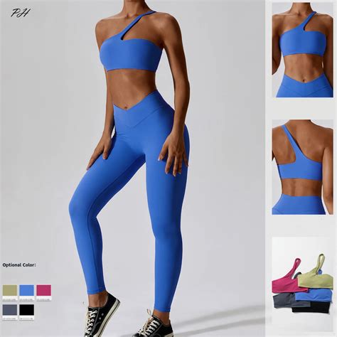 Women Sexy Sport Yoga Set Outfit Fitness Workout Clothes Diagonal