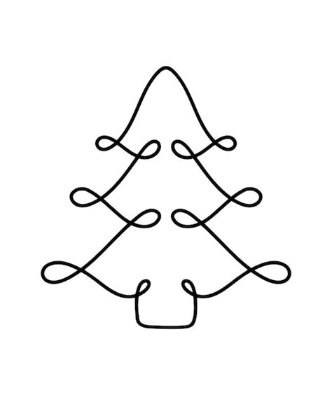 Premium Vector Christmas Vector Pine Fir Tree Line Art Continuous One