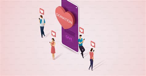 사람들은 온라인으로 스마트폰을 통해 돈을 기부하는 것을 기쁘게 생각합니다 모바일 애플리케이션 기부를 위한 자선 기금 모금