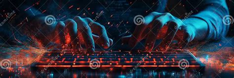 Hands On A Keyboard Surrounded By Glowing Code And Particles Concept Of A Programmer Coding In