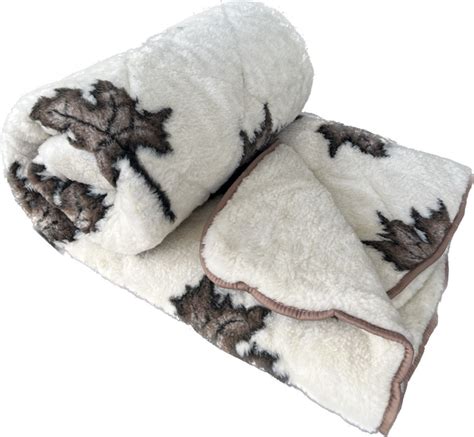 Зимова ковдра з овечої вовни з відкритим хутром Клен стьобана Полуторна 150х210 см купити