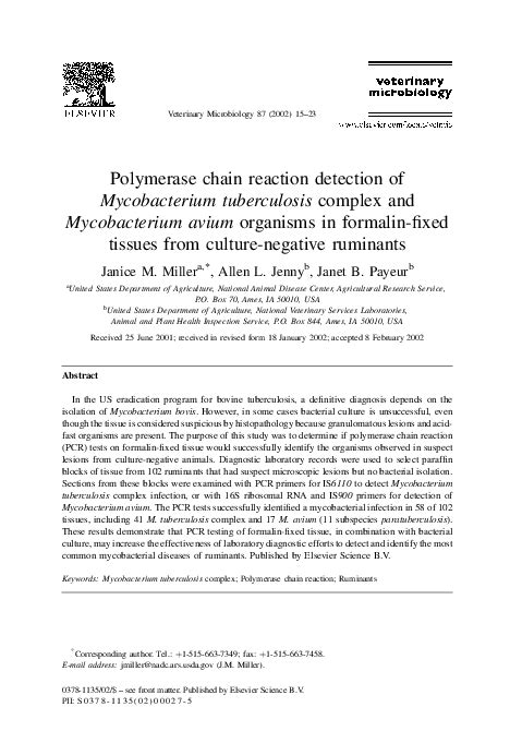 Pdf Polymerase Chain Reaction Detection Of Mycobacterium Tuberculosis Complex And