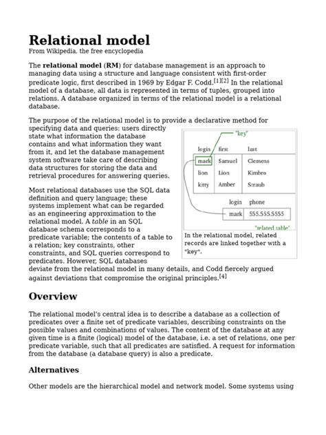 Relational Model Pdf Relational Model Relational Database