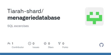 GitHub Tiarah Shard Menageriedatabase SQL Excercises