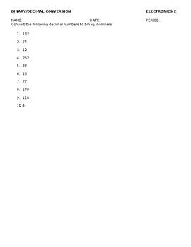Binary And Decimal Conversion Worksheet By Totally TechED TPT
