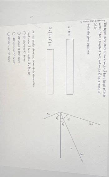 Answered The Figure Shows Three Vectors Vector A Has A Length Of 36 0 Vector B Has A Length