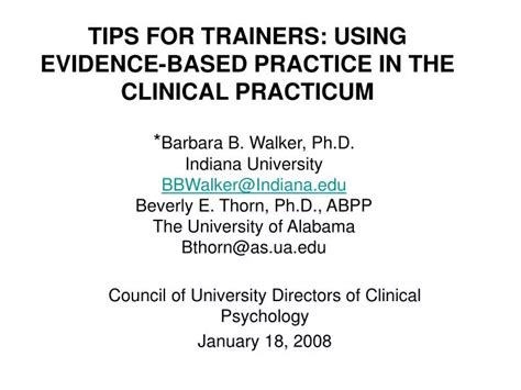 Ppt Tips For Trainers Using Evidence Based Practice In The Clinical