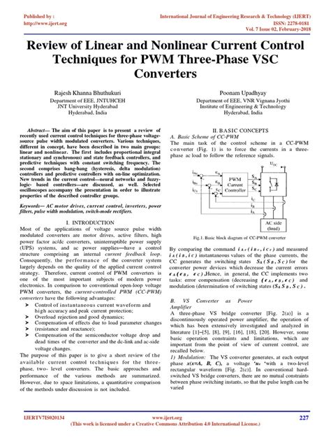 Review Of Linear And Nonlinear Current Control Techniques For Pwm Three Phase Vsc Converters