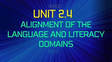 Unit 24 Alignment Of The Language And Literacy Domains Youtube