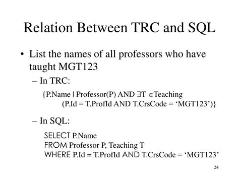 PPT SQL Tuple Relational Calculus PowerPoint Presentation Free Download ID