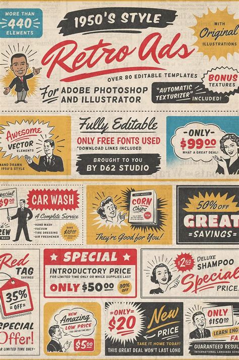 1950s Retro Style Ad Templates Retro Ads Retro Graphic Design Retro Advertising